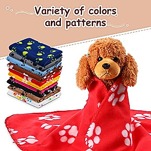 10 Pieces Pet Blankets with Paw Print Dog Cat Soft Fleece Blankets Sleep Mat Pad Bed Cover for Kitten Puppy and Other Small Animals, 24 x 28 Inch (Vibrant Color)