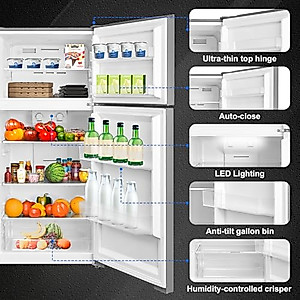 SMETA Top Freezer Refrigerator 30'', Frost Free Fridge 14.2 Cu Ft Refrigerators, Garage, Home, Office, Stainless Steel