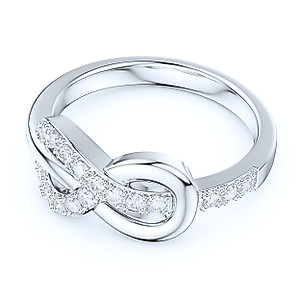 PRSTANI Real Sterling Silver Thick Tie The Infinity Love Knot Genuine Moissanite Intertwined Ring Promise Ring (7.5)