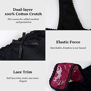 LYYTHAVON 7 Pack Thongs for Women, Lace Stretchy Spandex Nylon Underwear (Multicolored C, 7 Pack, X-Large)