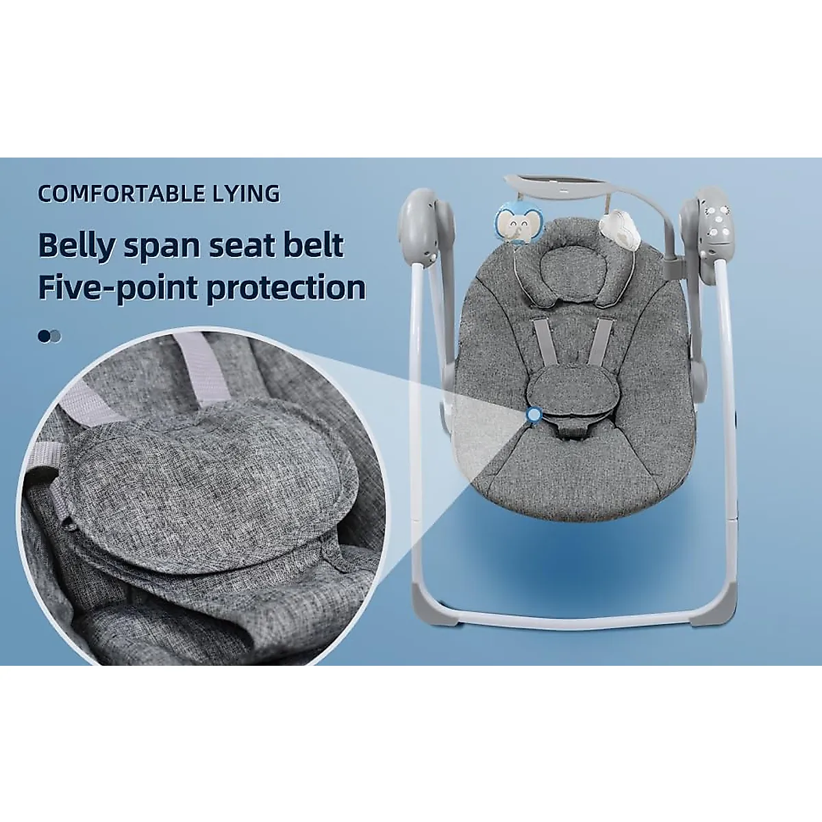 Vannetgo Comfort Portable Swing,Comfort Baby Rocking Chair with Soothing Music，Foldable,Bionic Design, Baby Rests Peacefully (25142)