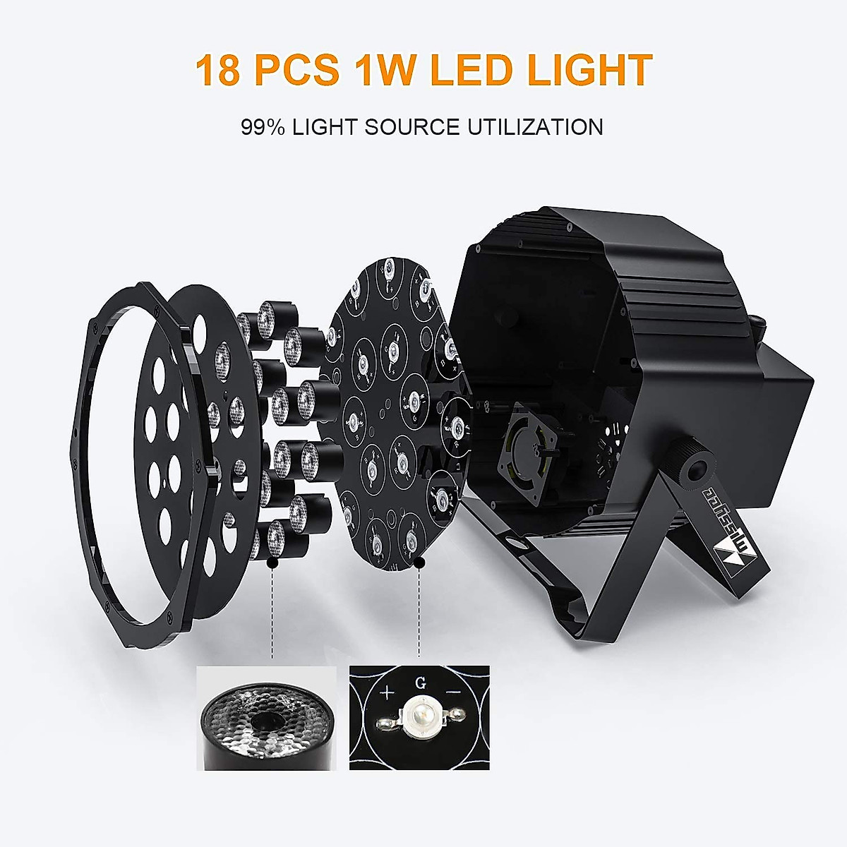 Missyee 18 RGB LED DJ Stage Uplight -DMX Control Sound Activated with Remote Control and 7 Modes LED for Wedding, Events, Christmas and Halloween Music Disco Party -R&D in USA -8 Pack