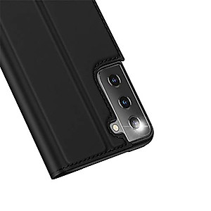Leather Case for Samsung Galaxy S21 6.2 Inch 2021, Contracted PU Slim Shockproof Protective Cover Flip Folio Magnetic Bumper (Black)