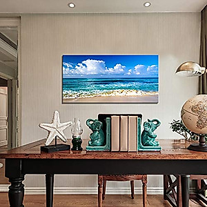 Blue Beach theme Modern Stretched and Framed Seascape 1 Panels Giclee Canvas Prints Artwork Landscape Pictures Paintings On Canvas Wall Art for Home Decor And Office Decorations 20"x40"inch x 1 Pcs