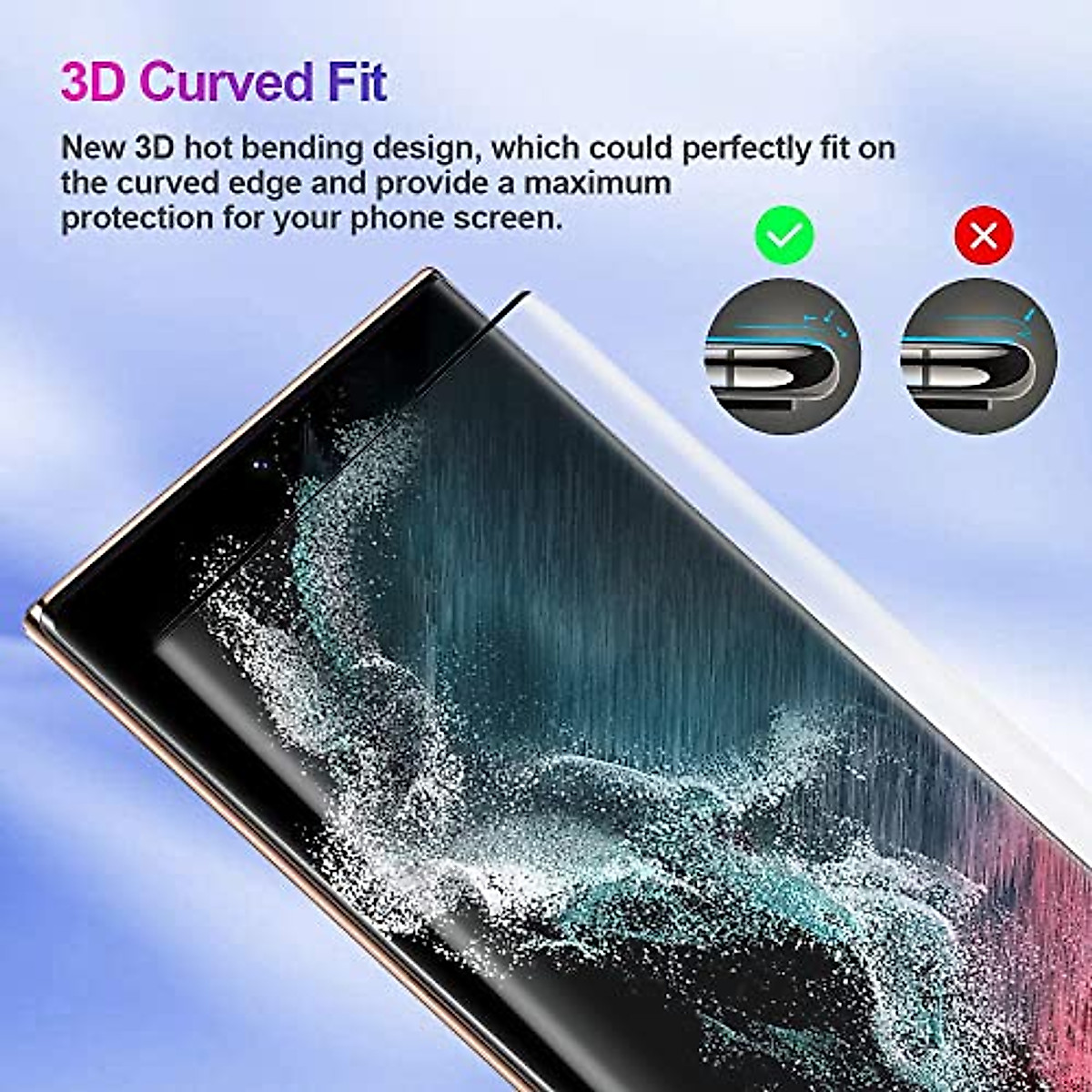 [2+2 Pack] Galaxy S22 Ultra Screen Protector Include 2 Pack Tempered Glass Screen Protector + 2 Pack Tempered Glass Camera Lens Protector,Bubble Free,Easy Install for Samsung Galaxy S22 Ultra 5G