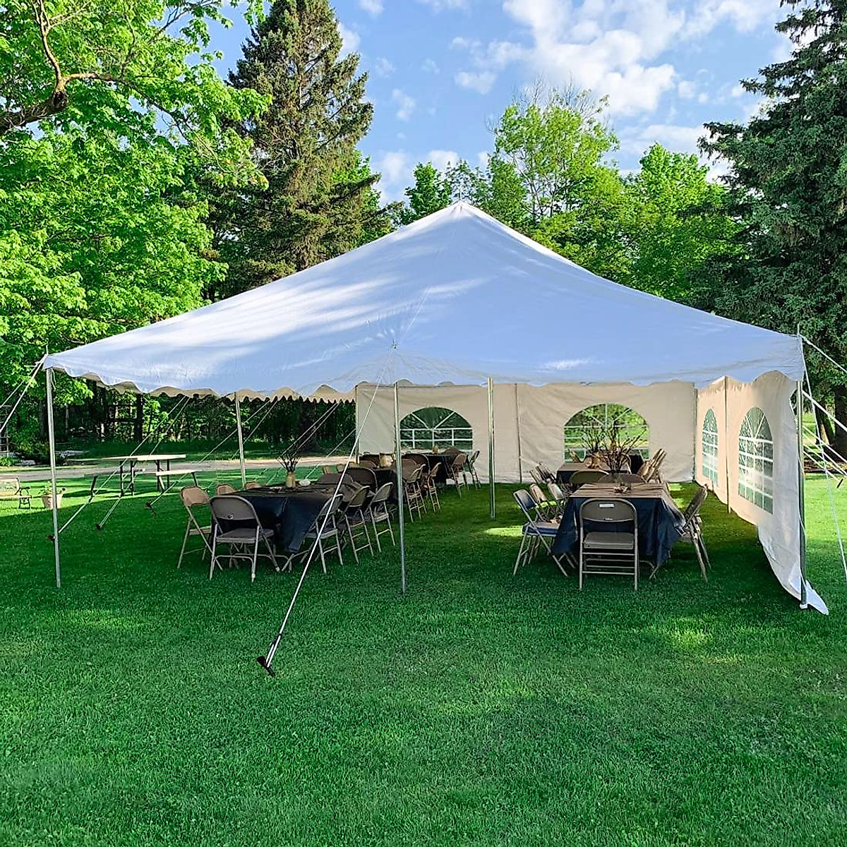Quictent 20'X20' PVC Fire Retardant Pole Tent, Heavy Duty Party Tent Canopy Shelter, 33-80 Person Capacity, for Parties, Weddings, and Events, Commercial and Residential Use