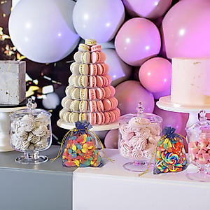 MIMIND 200 Pieces Organza Gift Bags Moon Stars Drawstring Bags Party Favor Jewelry Makeup Bags Candy Chocolate Bags for Wedding, Birthday Party Supplies (3.5 x 4.7 Inches, Navy)