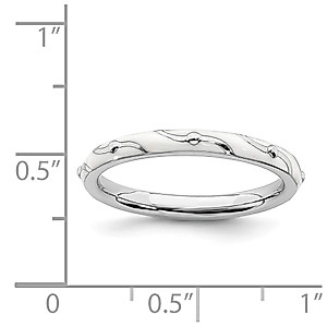 Solid 925 Sterling Silver Stackable White Enamel Ring Eternity Band Size 8