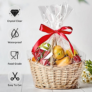 Mauproy 34 In x 100 Ft Clear Cellophane Wrap Roll, Extra Wide, 2.5 Mil Thick Transparent Plastic Gift Wrapping Paper for Baskets, Flower Bouquets, Gifts, Treats, Christmas