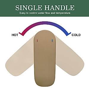 Gold Bathroom Faucets, Single Hole Bathroom Faucets Brushed Gold, Waterfall Faucet for Bathroom Sink Brass Bathroom Faucet with Pop Up Drain RV Faucet YardMonet