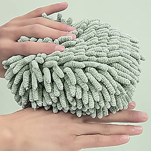 4 Pack Chenille Hand Towels Bathroom Quick Dry Hand Bath Towel with Hanging Loops Microfiber Absorbent Hand Drying Puff for Kitchen Bathroom