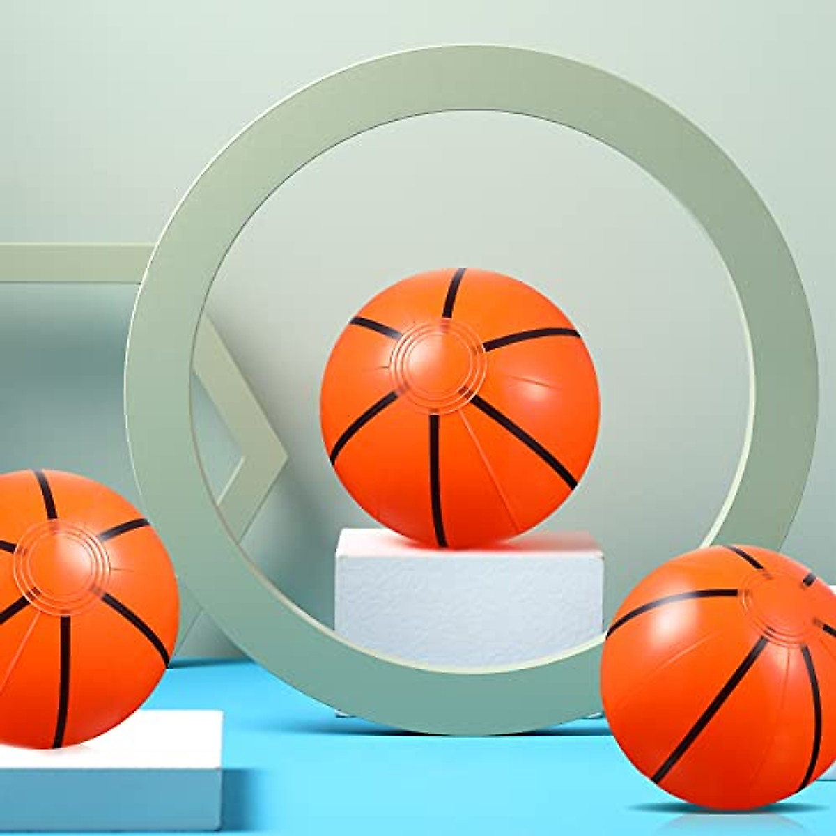 Yunsailing 50 Pcs Mini Beach Balls Bulk, 4.3 Inch Mini Inflatable Beach Ball, Basketballs Beach Toys Pool Toys for Hawaiian Party Decorations Summer Theme Party Favor for Pool Games Water Games