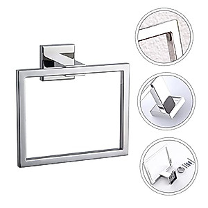 Yardwe 1pc Square Towel Ring Wall Mounted Towel Holder Wall Mounted Towel Rack Square Towel Holder Adhesive Towel Ring Bathroom Towel Ring Towel Ring Holder Stainless Steel Towel Holder