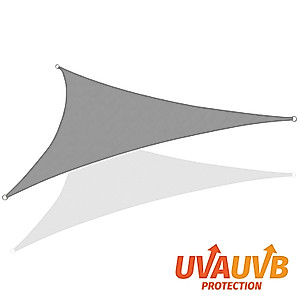 KHOMO GEAR Triangle Sun Shade Sail 16x 16 x 16 Ft UV Block Fabric - Grey