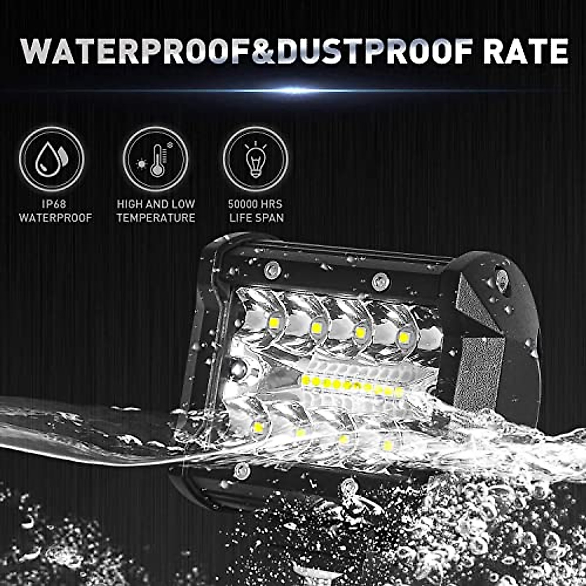 Aaiwa LED Pods with Wiring Harness, 4 Inch 120W LED Light Bar, 2PCS 12000LM Spot Flood Combo Off Road Light Triple Row LED Work Light Driving Fog Lamps for Pickup Truck ATV UTV SUV Boat Light