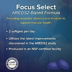 Focus Select AREDS2 Based Eye Vitamin-Mineral Supplement - AREDS2 Based Supplement for Eyes (180 ct. 90 Day Supply) - AREDS2 Based Low Zinc Formula - Eye Vision Supplement and Vitamin