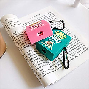 Ultra Thick Soft Silicone Strawberry Flavour Biscuits Case with Hook for Apple Airpods 1 2 Air Pods Wireless Earbuds Protective 3D Cartoon Japanese Pink Color Fun Kids Teens Girls Daughter