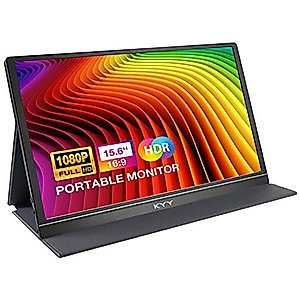 KYY Portable Monitor 15.6'' FHD 1080P Portable Laptop Monitor USB C HDMI Gaming Monitor Ultra-Slim IPS Display w/Smart Cover & Speakers, Plug&Play, External Monitor for Laptop PC Phone Mac Xbox PS4