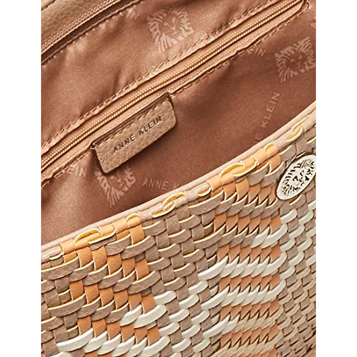 Anne Klein Multi Woven Flat Shoulder Bag, Neutral Truffle
