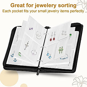 TRYWEGO Jewelry Storage Book, Jewelry Organizer for Sorting Jewelry, Foldable Travel Jewelry Case Includes 8 Grids 50 Sheets, Jewelry Bag for for Rings, Necklace, Bracelets, Earrings