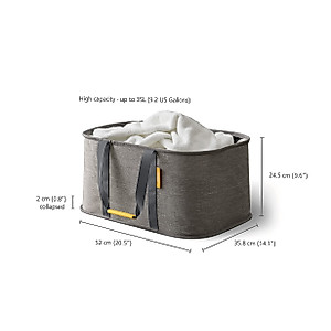 Joseph Joseph Hold-All - Collapsible Folding 35L/9.2 Gallon Washing Laundry Basket Bag, Durable Fabric, Moisture Resistant, Grey