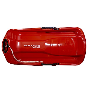 Avalanche Brands | Downhill Kids Snow Sled with Brakes | Red | Safe for All Ages
