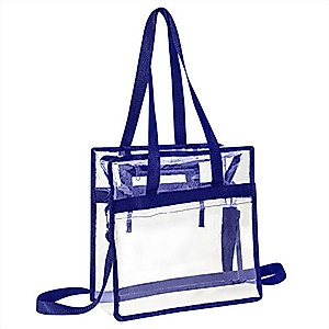 Bags for Less Clear Bag Stadium Approved Tote with Handles Double Zippers Adjustable Shoulder Straps