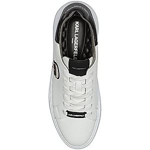 Karl Lagerfeld Paris Men's Lightweight Phylon Sole Leather Sneaker, White, 8.5