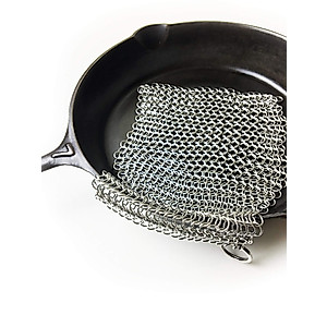 Chain Mail Scrubber by Crisbee - 316 Stainless Steel - Rust Resistant - Perfect for Cast Iron and Carbon Steel Cookware by Crisbee