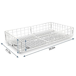 Queen Size Under Bed Storage Cart with Wheels, 30.5*17.7*6.5in Large Capacity Under-bed Shoe Storage Organizer, Rolling Under Bed Drawers for Clothes, Shoes, Bedding, Blankets, White(1 Pack)