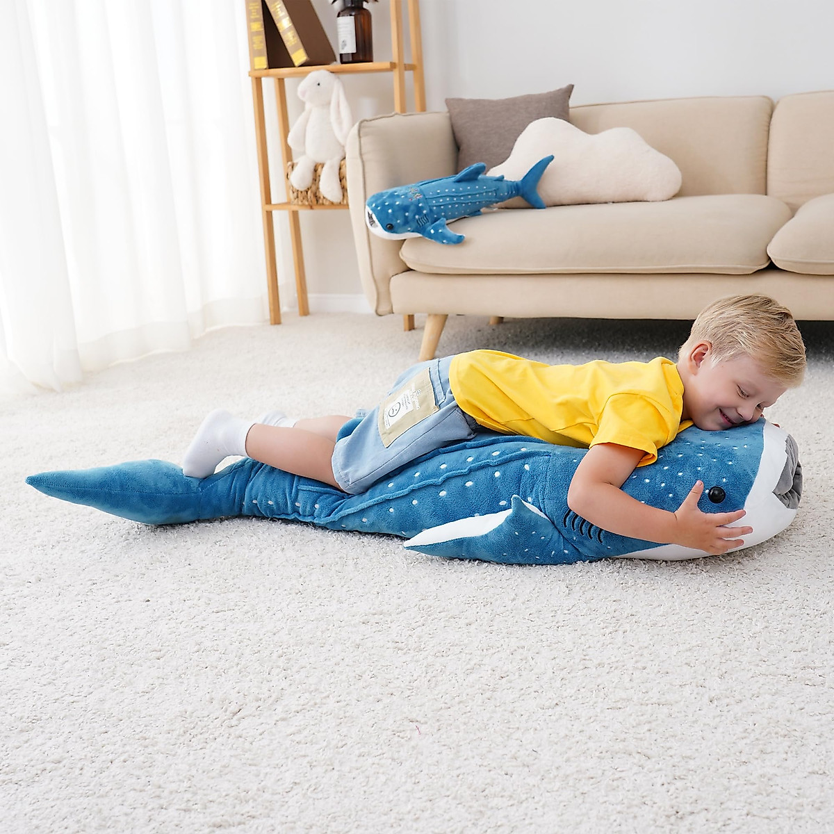 Mukouxun 39inch Whale Shark Stuffed Animal Giant Whale Shark Plush Pillow Toy Realistic Big Whale Shark Stuffed Animals Plush Huge Stuffed Whales Large