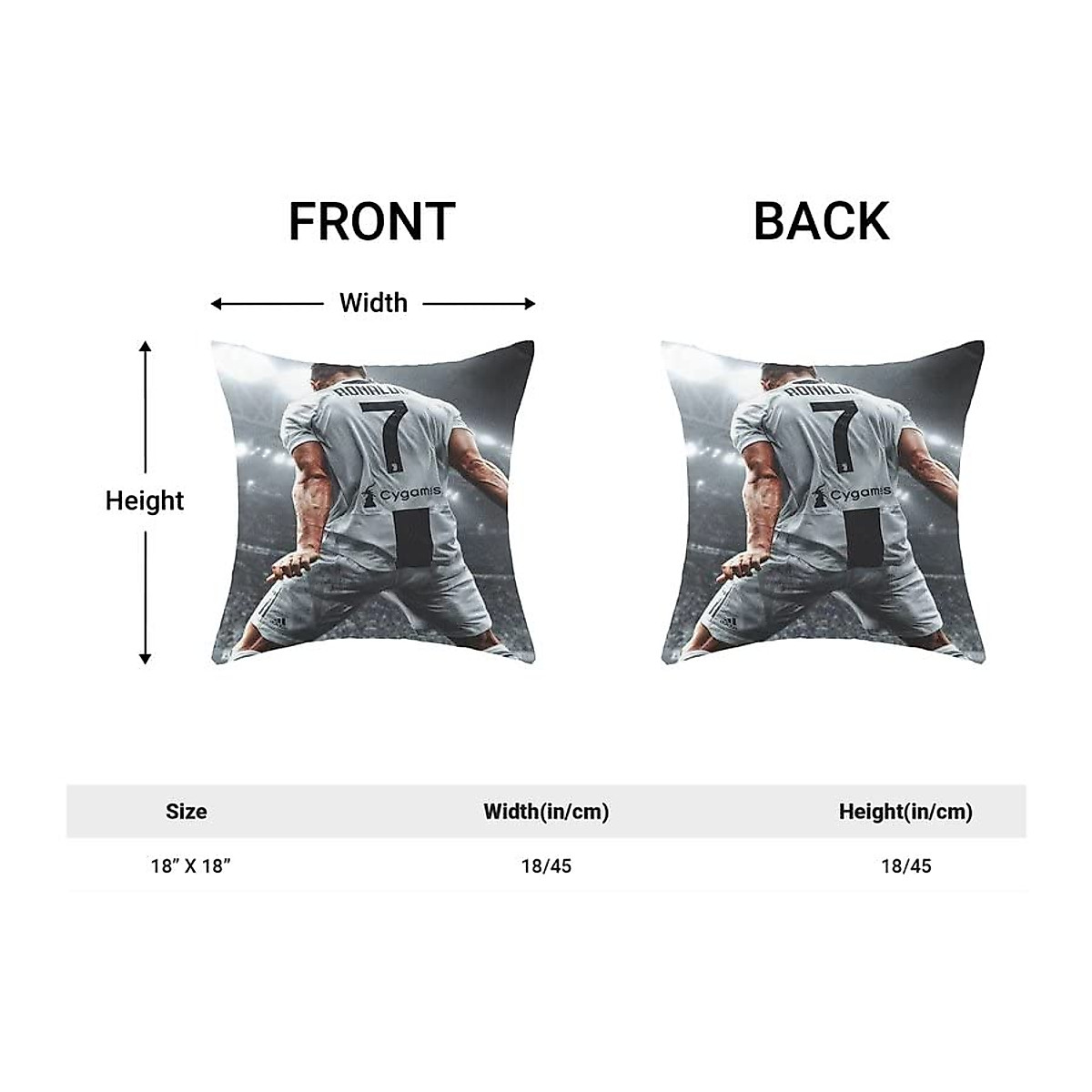 Football Stars Cristiano-Ronaldo-CR7-Throw covers 18x18 inches, Cristiano-Ronaldo-CR7-Pillow Cushion Cases, Modern Decorative Square Pillowcases for Sofa Couch Bedroom Living Room Car (Pack of 1)