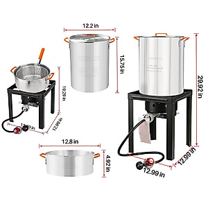 Lafati Turkey Fryer Set, 30QT & 10QT Pots with Large Steamers, and 54,000BTU High Output Burner for Camping, Outdoor Parties, Thanksgiving
