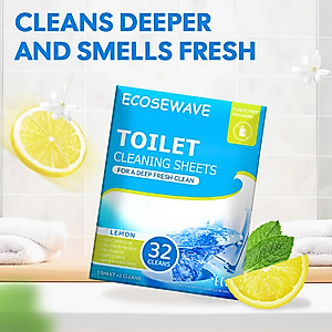 ecosewave Toilet Bowl Cleaner Sheets,32 Cleans, Lemon,Plastic-Free Packaging,Eco-Friendly, Toilet Bowl Cleaner Strips Great For Apartments, Dorms,Vanlife