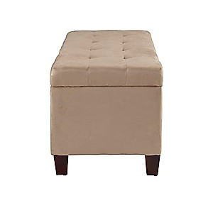 Linon Carmen Shoe Storage Ottoman, 20" x 48" x 20", Beige
