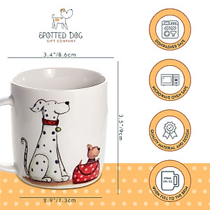 SPOTTED DOG GIFT COMPANY Dog and Cat Coffee Mug Set, 12 oz Cute Mugs Ceramic Porcelain China Coffee Tea Cups, Animal Themed Gifts for Cat Lovers and Dog Lovers Women Men, Set of 2