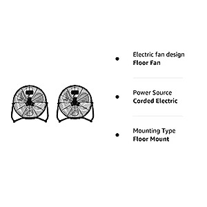 InfiniPower Simple Deluxe 18 Inch 3-Speed High Velocity Heavy Duty Metal Industrial Floor Fans Quiet for Home Commercial, Residential, and Greenhouse Use, Outdoor/Indoor, Black, 2 Pack