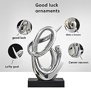 Anding Home Decoration,Silver Ceramic Porcelain Sculpture,Ceramic Creative Decoration, Office Countertop Decoration, Gift