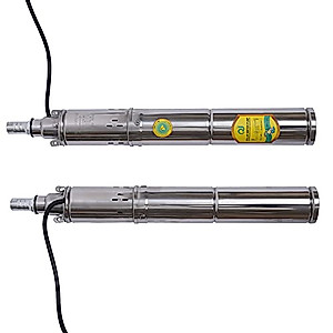 Submersible Deep Well Pump Solar Water Pump DC 24V 370W Stainless Steel Screw Pump, 213ft Lift 8.8GPM Flow, Agricultural Irrigation Pump Solar Water Circulating System