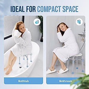 OasisSpace Shower Stool Adjustable Shower Chair for Inside Shower, Shower Seat for Adults with Anti-Slip Rubber Tips, Bath Chair for Elderly and Disabled, 500 Pound Weight Cap, Easy Assembly