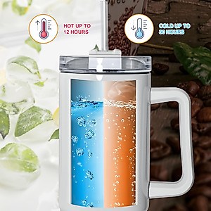 Icesip 12 Pack 40oz Sublimation Tumbler Blank, Sublimation Tumbler With Handle Double Wall Stainless Steel Insulated Tumblers Blanks Cups White Black Handle for Heat Transfer Machine Printing