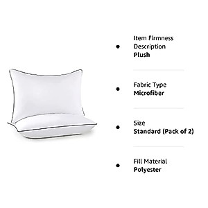 HOOMQING Bed Pillows 2 Pack - Standard Size Cooling Pillows for Sleeping Size Set of 2 for Side Back and Stomach Sleepers, Down Alternative Filling Luxury Pillows (White, Standard)