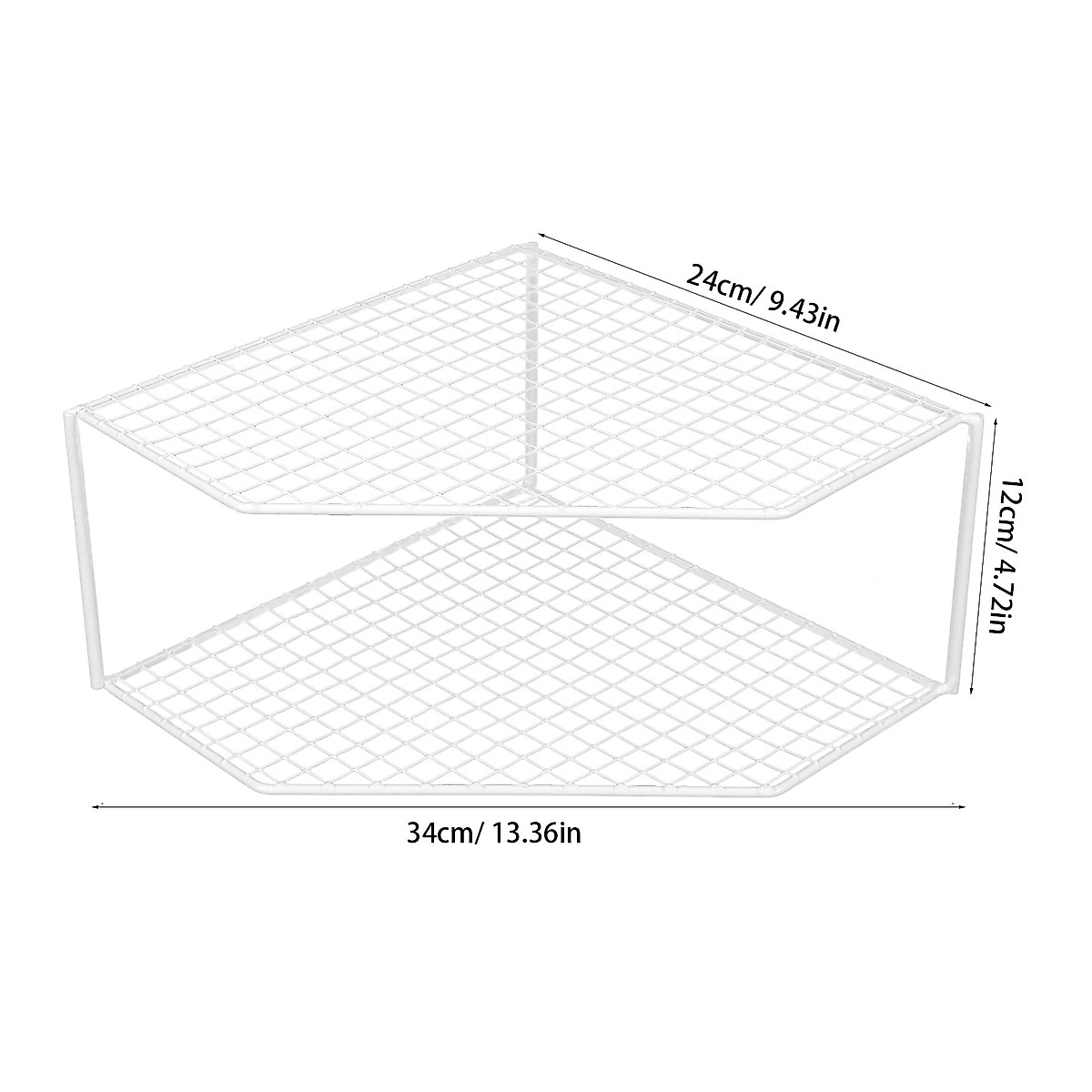 Amosfun Kitchen Countertop Corner Shelf Rack: 2-Tier Metal Wire Plate Dish Organizer Cabinet Corner Stand Rack 9.4x4.7x13.4 Inch