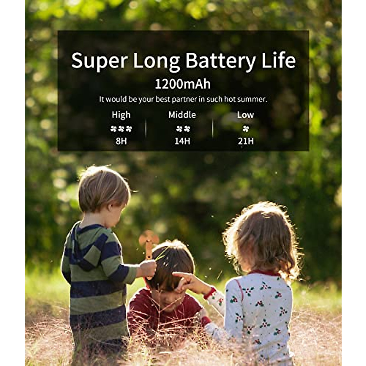 Joylifetech Personal Fan Handheld, Handheld Fan with 1200mAh, Lightweight Portable Fans Rechargeable that Can Rotate 360°, 3 Speeds Pocket Fan for Travel Commute Work Outdoor