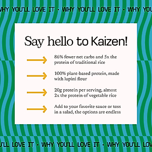 Kaizen Low Carb Keto Rice - Gluten-Free, High Protein (20g), Keto Friendly, Plant Based, Made with High Fiber Lupin Flour - 8 ounces (Pack of 3)