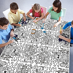 OHOME Halloween Paper Coloring Tablecloth - Halloween Party Decorations | Halloween Backdrop for Indoor | Halloween Games Gifts Decor Party Favors Supplies | Halloween Crafts for Kids,54" x 88"