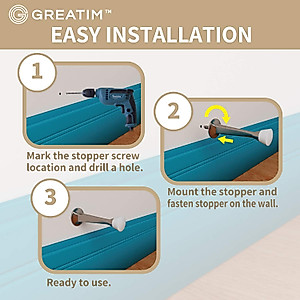 Greatim GT-DS-2 3 inch Heavy Duty Solid Rigid Door Stop, Zinc Die Cast Door Stopper, Soft Bumper Tips, Zinc Alloy, Black, 5 Pack