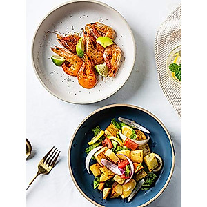 MDZF SWEET HOME 8-Inch Deep Porcelain Dinner Dishes Set, Pasta Bowls, Matte Glaze Serving Dishes Salad Dessert Bowls - 25 Oz - Set of 4