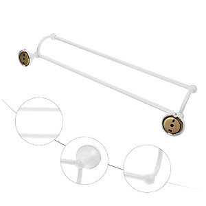 IMIKEYA 1 Pc Double Bar Towel Rack White to Rotate Hanging Rod Brass Household
