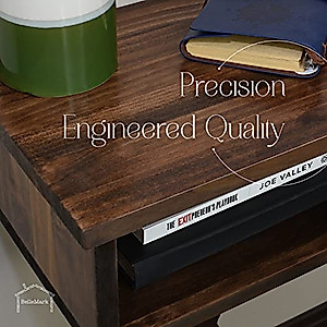 BELLEMARK Floating Nightstand | Wall Mounted Wood Bedside Table and Shelf for Bedrooms Hanging Storage Stand Great for Living Rooms, Dining Rooms, and More (Dark Walnut, Single Nightstand)